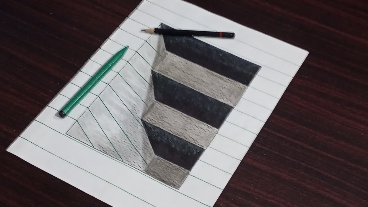 easy 3d drawing on paper for beginners - How to draw 3d - Optical ...
