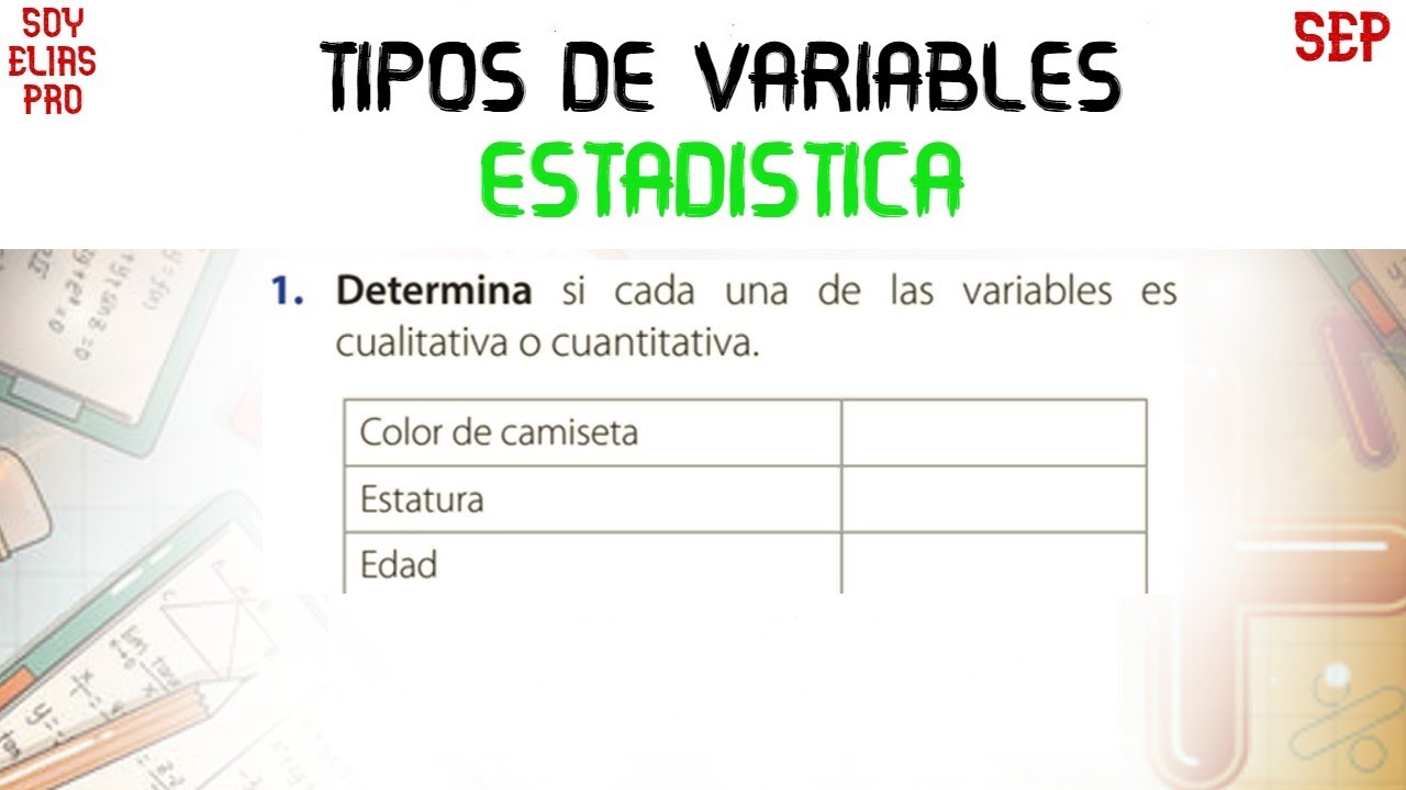 Tipos de Variables Estadísticas | Cualitativas o Cuantitativas - YouTube