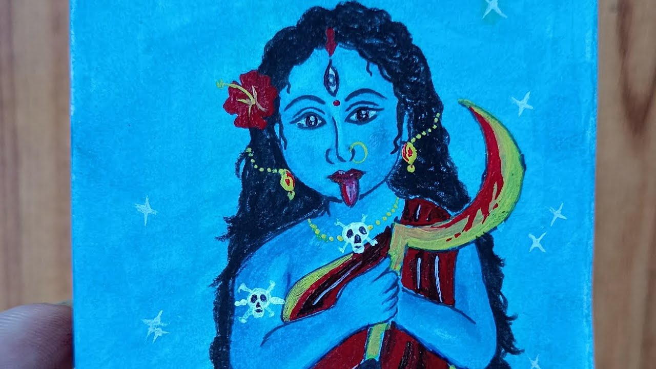 How to draw kali mata with acrylic colour/ Kali mata painting/ Ma kali ...