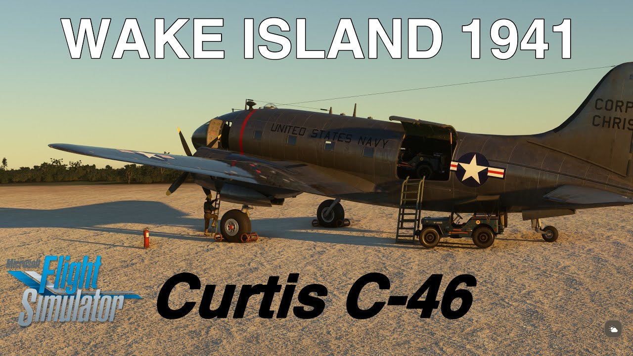 The new C-46 Commando over Wake Island circa 1941 - YouTube