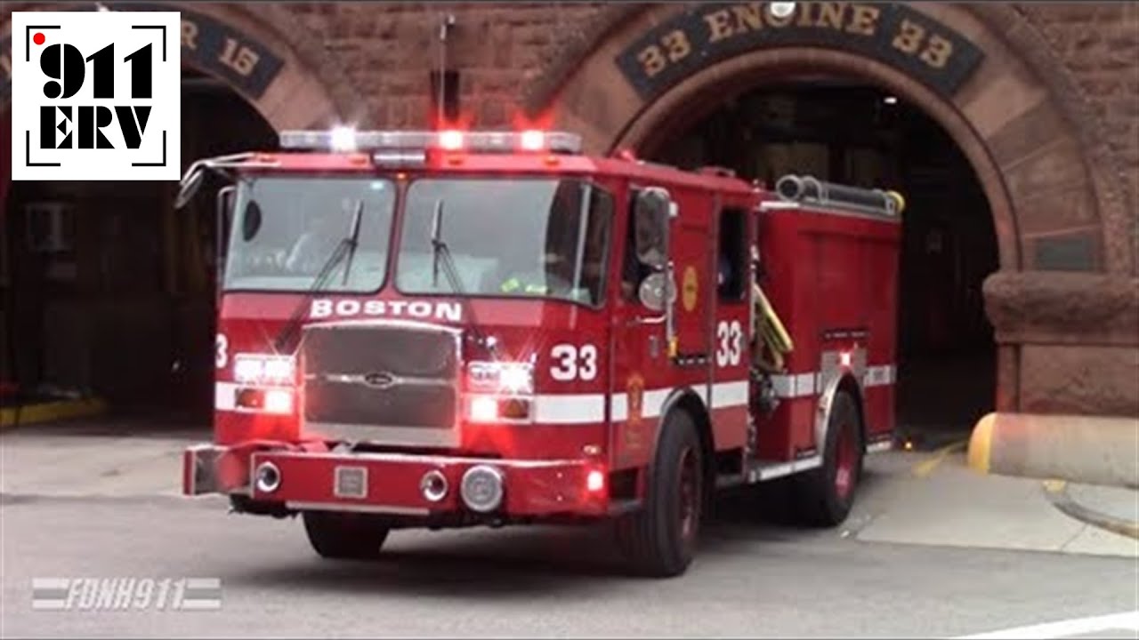 Boston Fire Engine 33 Responding - YouTube