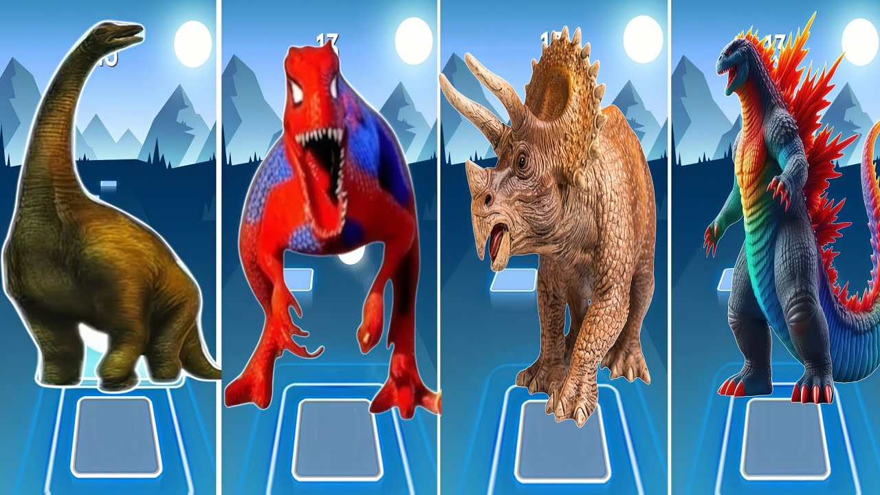 🦕Brontosaurus🆚The Tyranosaurus🆚The Triceratops🆚The Godzilla🎶Coffin ...