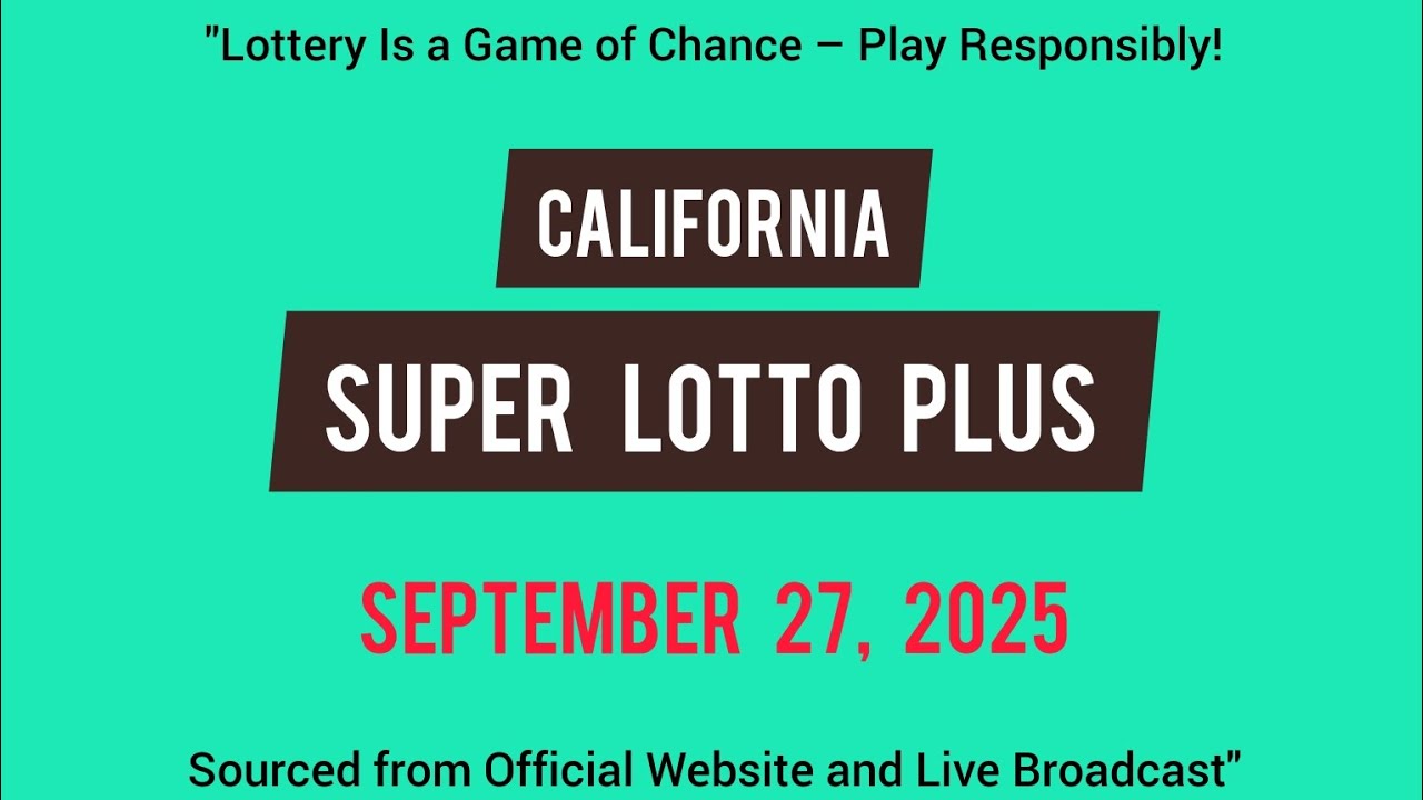 California SuperLotto Plus Draw Result Saturday, September 27, 2025 ...