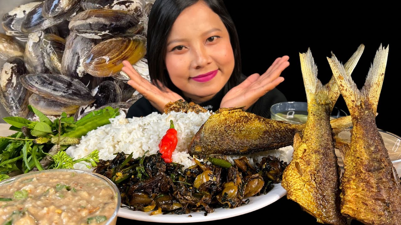 ORGANIC HOME GROWN TARO ROOTS ERONBA WITH RIVER MUSSELS FRIED WITH FISH ...