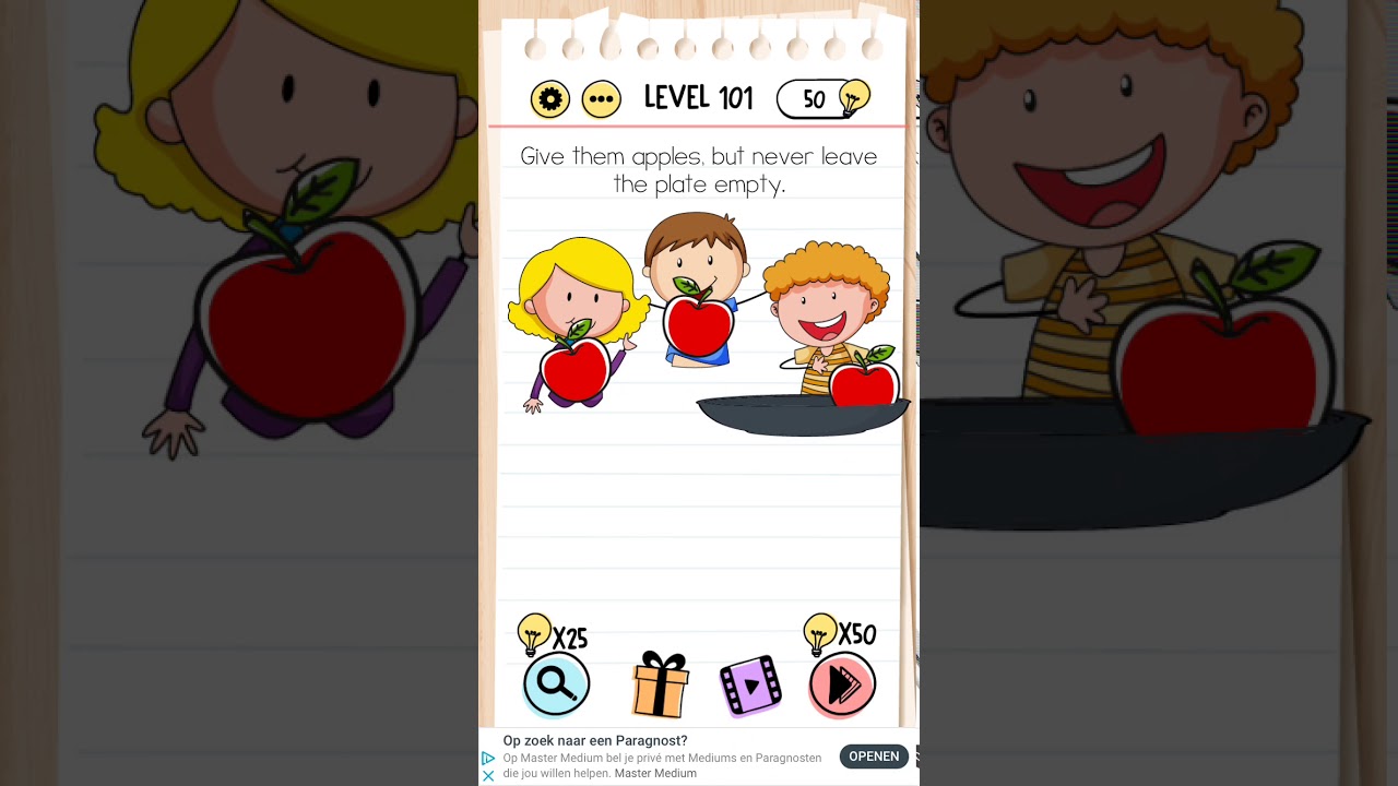 Brain Test Level 101 Give them apples, but never leave the plate empty ...