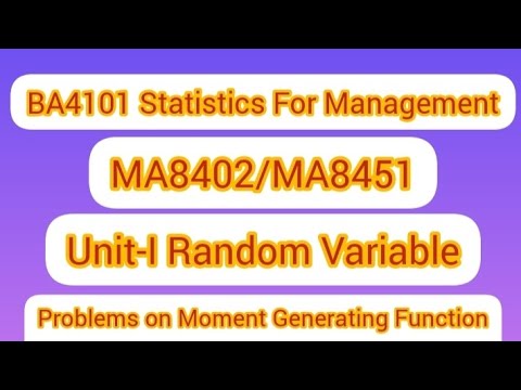 BA4101|Statistics For Management|MA8402|PQT|MA8451|PRP|MGF Problems ...