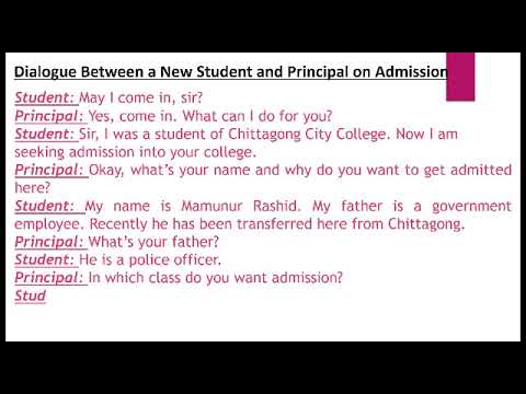 Dialogue between principal and new student about admission | the ...