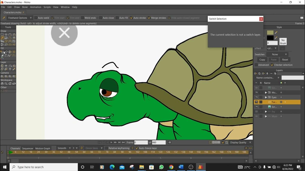 How to create a Turtle character in moho part 9 - YouTube