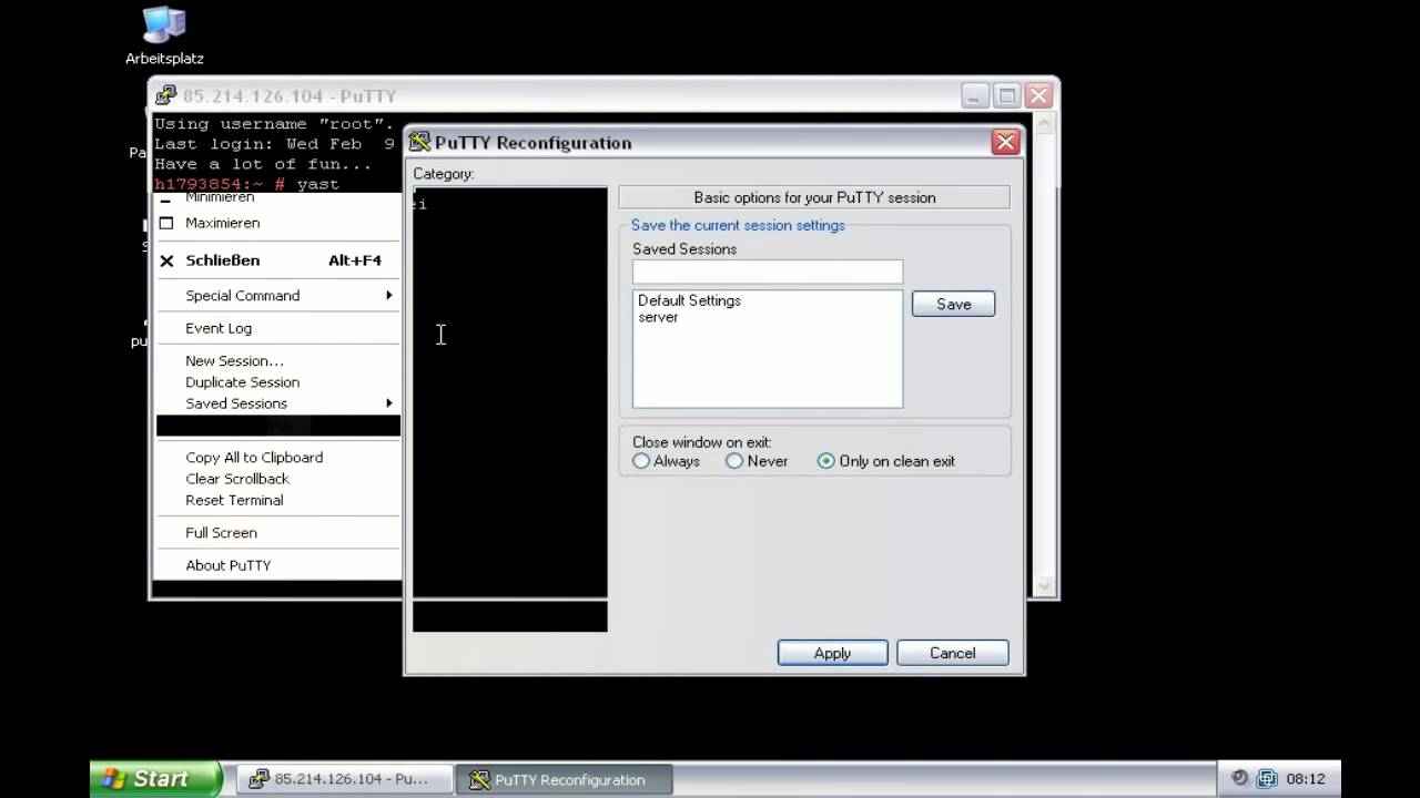 Mein Rootserver und ich - Teil 1 - Putty UTF8 und Yast - YouTube