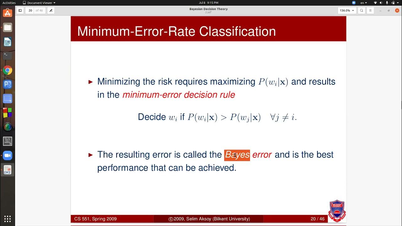 Pattern Recognition 3 Minimum Error Rate Classification Youtube