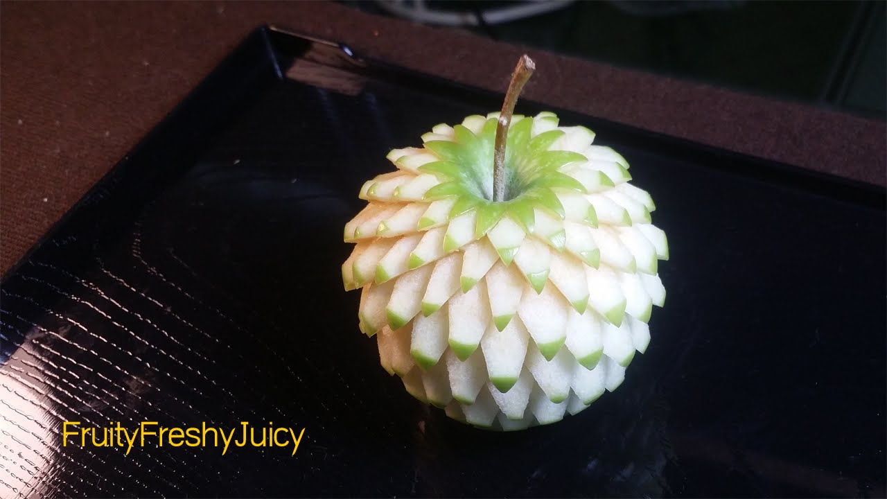 Apple Carving Tutorial For Beginners - Art In Apple Carving - YouTube