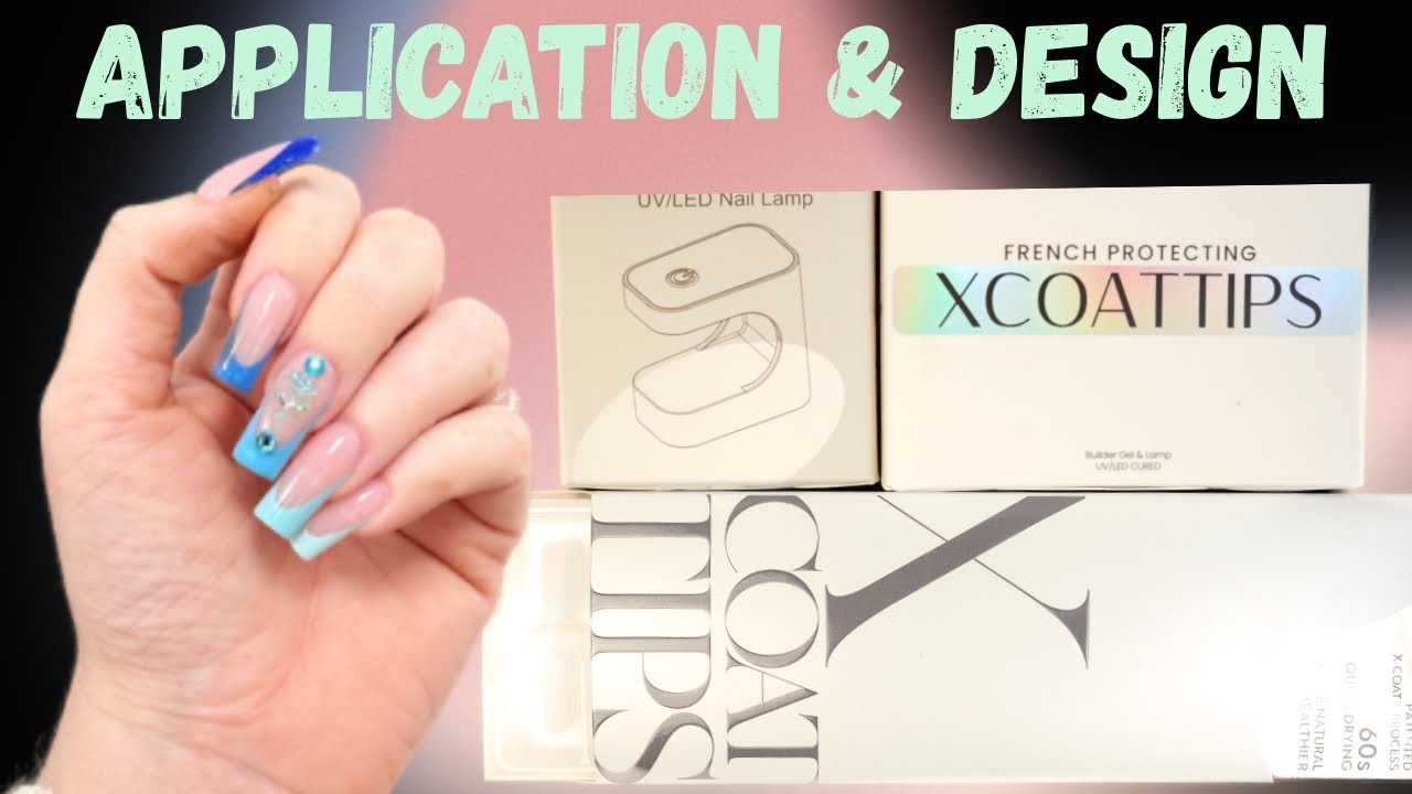Nail Tip Application & Design - BTArtBox Blue French Tips - YouTube