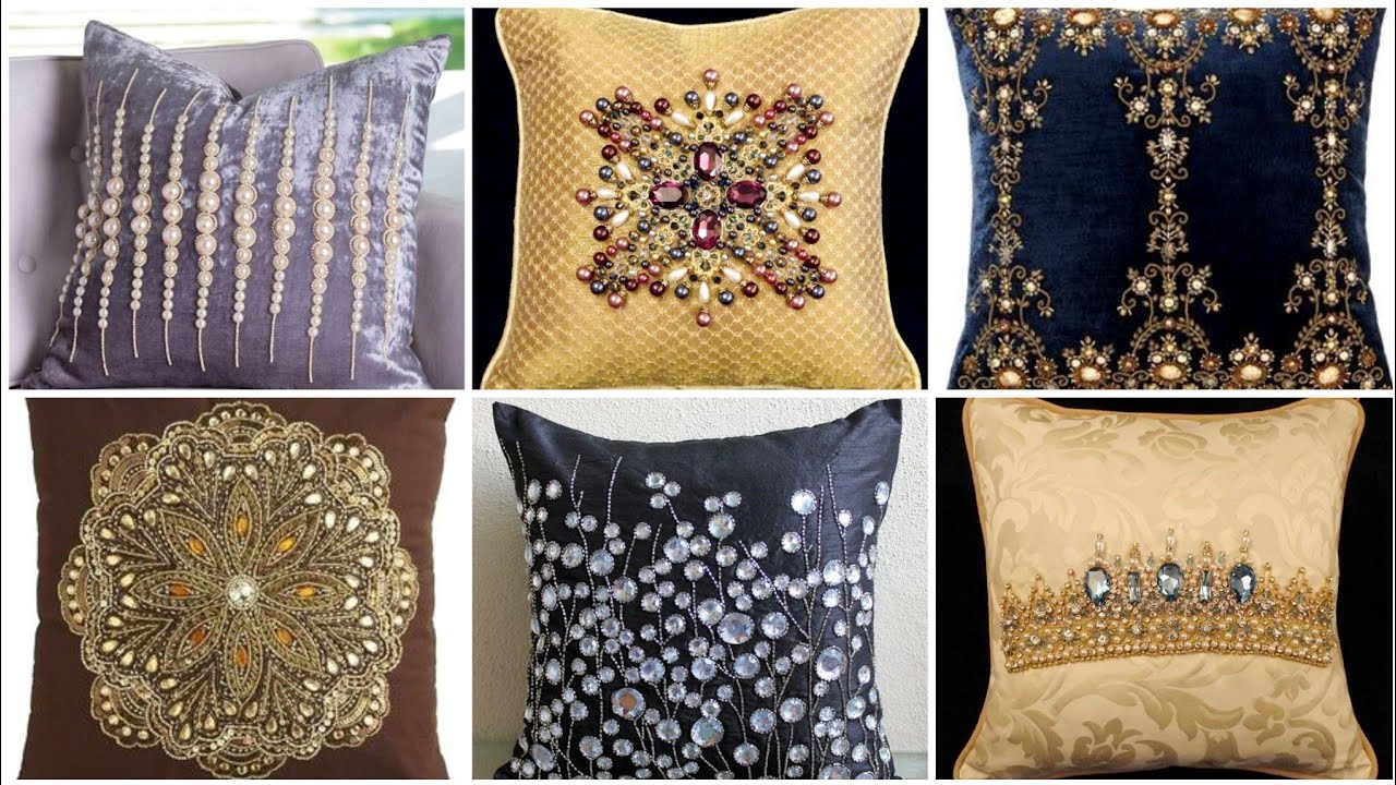 very beautiful and Stylish fancy embroidered cushion cover design ...