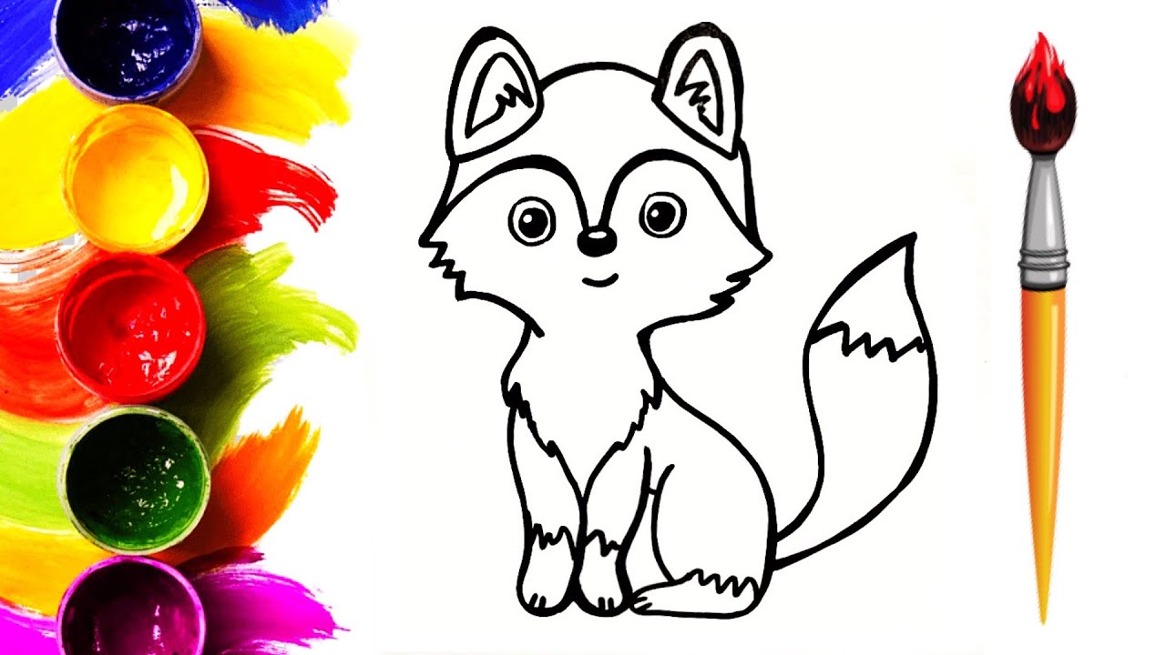 Лисёнок Раскраска | Bolalar uchun Tulki rasm chizish | Сурет Салу Түлкі ...