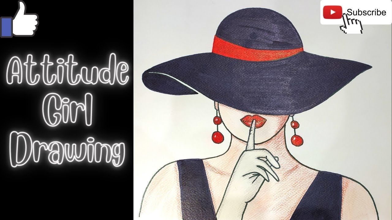 Attitude girl drawing || How to draw a girl with cap ||Easy Drawing ...