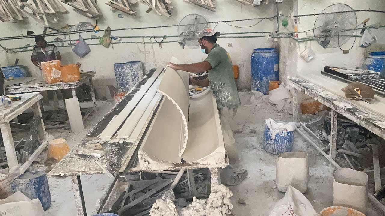 How to make gypsum big wall corner column in Dubai | gypsum design make ...