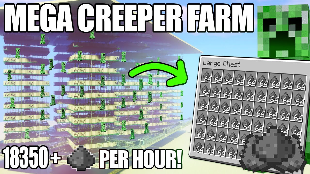 Minecraft: MEGA Creeper Farm | 18000+ Per Hour Gunpowder | Minecraft 1.16 - 1.19+ | Tutorial ...