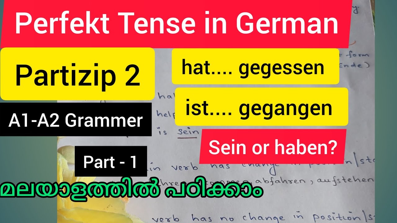 Lesson - 30 A2 |Perfekt tense in German Part -1 | Partizip 2 | A1-A2 ...
