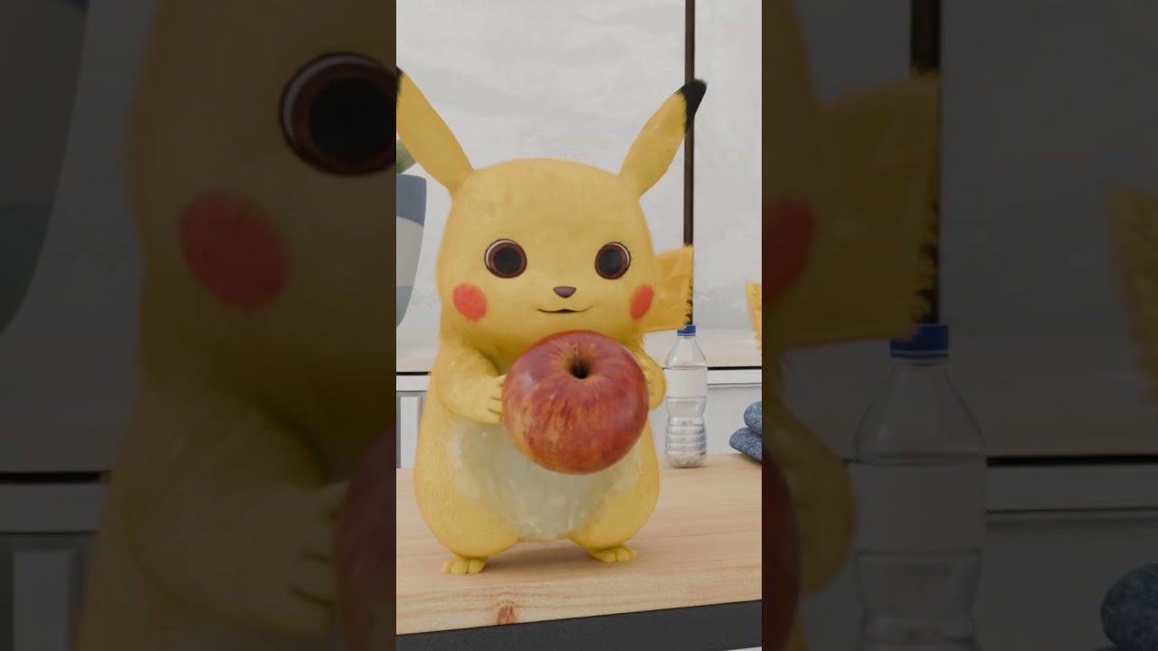 Pikachu Eating Apple Logo