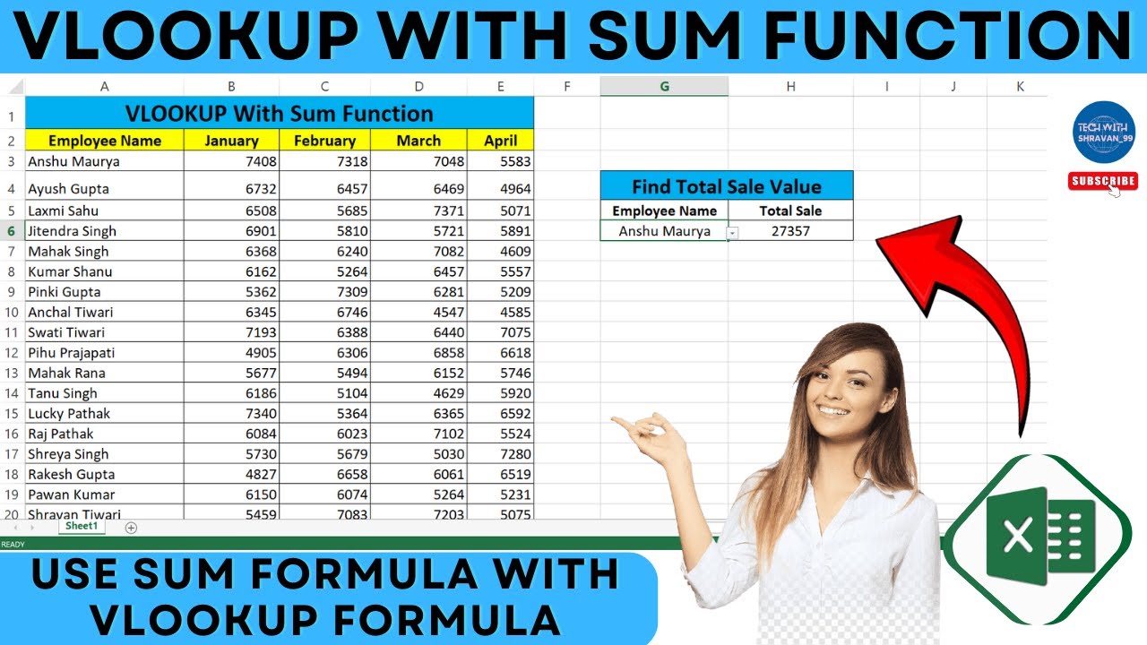 Vlookup With Sum Function In Excel Ms Excel Me Hlookup Ka Use Sum Function Ke Sath Kaise Karte