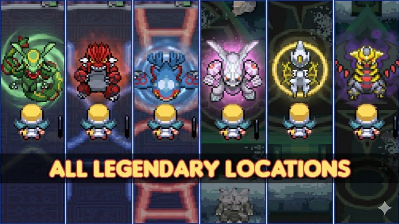 All Legendary Locations - Pokemon Rainbow Gold (Kris Ver.) - YouTube