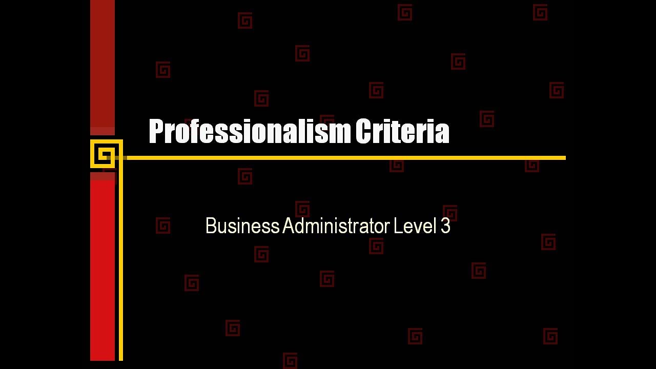 Professionalism Criteria | Business Admin Level 3 | Portfolio of ...
