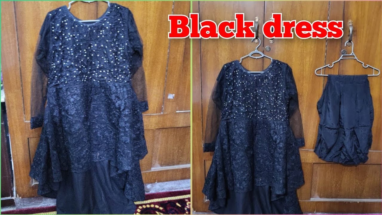 black frock design/ cut down frock / net frock design / firnt short ...