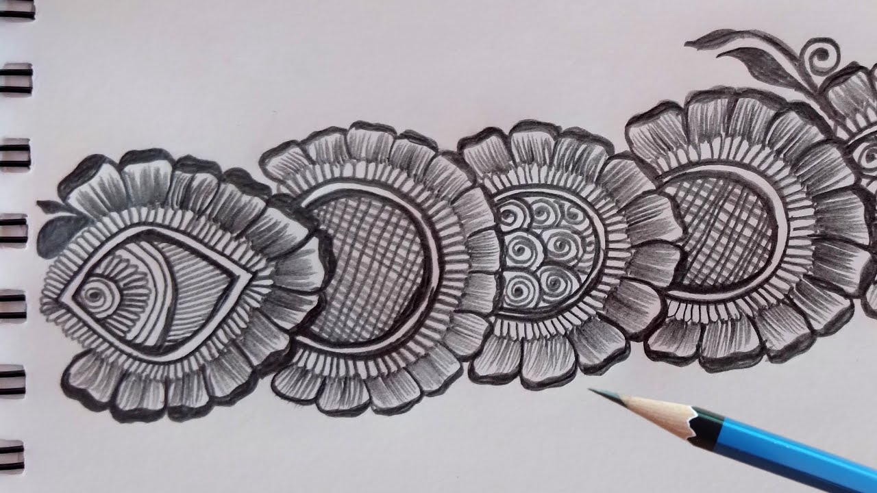 Easy Mehndi Design Drawing with Pencil | Adorable Mehndi Drawing on ...