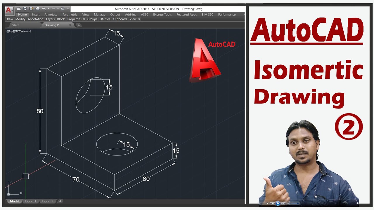 Auto-CAD Isometric Drawing - YouTube