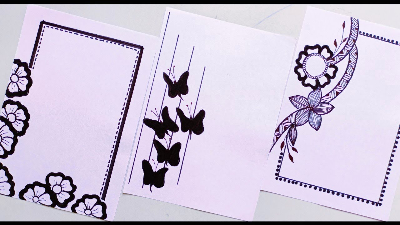 Black🖤 And White🤍 Border Design/Project Work designs/Bondhu Khata/Front ...