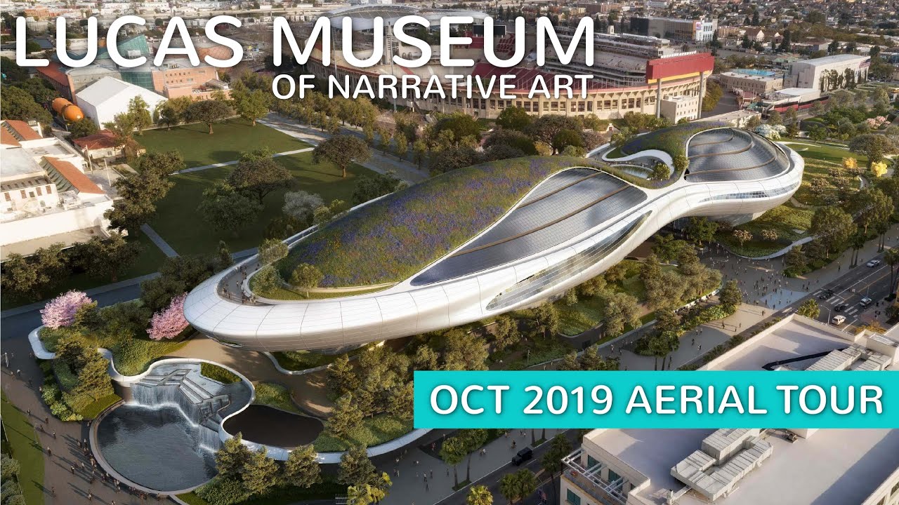 Lucas Museum Aerial Update Next to LA Coliseum Oct 2019 - YouTube
