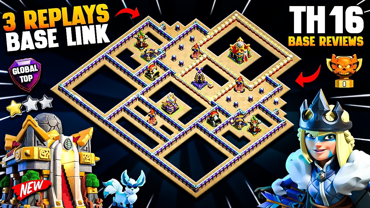 Best TH16 Base Link + 3 Replays (ONLY 1 STAR Town Hall 16) | Unbeatable ...