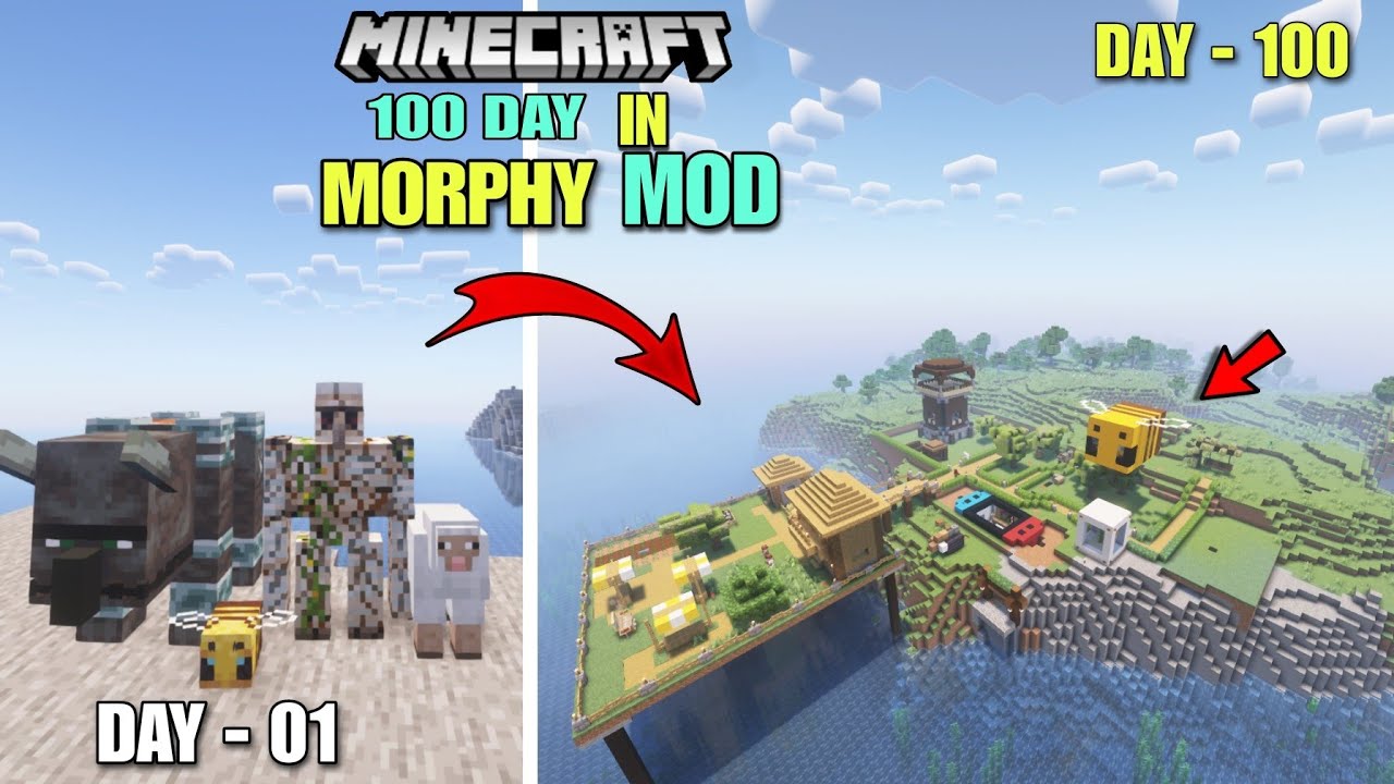 WE SURVIVED 100 DAYS IN MORPHY MOD MINECRAFT 😱 || Minecraft 100 days ...