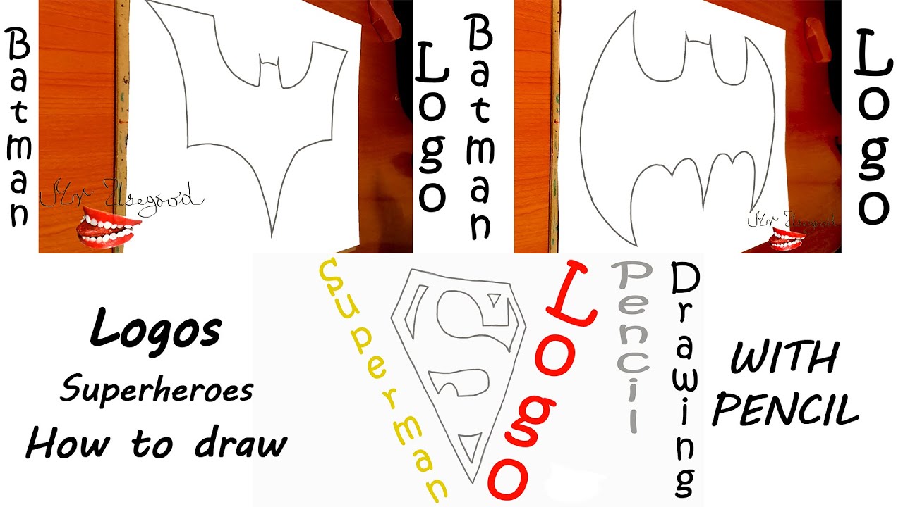 How to Draw SUPERHEROES Logos Easy, with Pencil | Batman/Superman logo ...