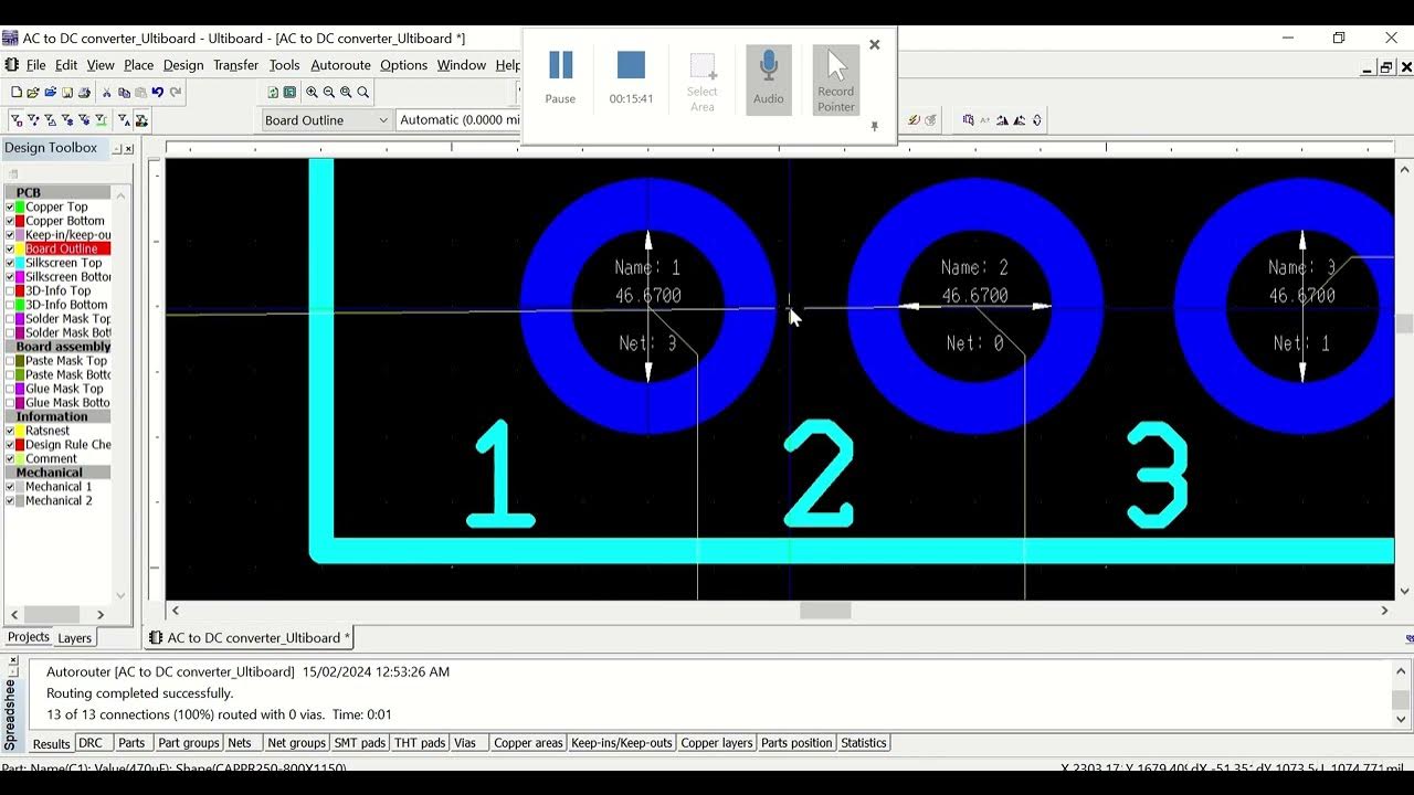 Preparing a PCB board for Full bridge rectifier using Multisim To ...