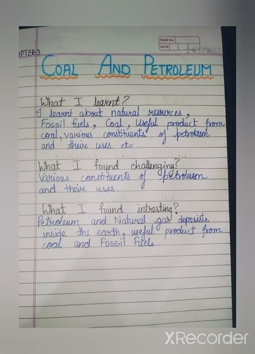 LEARNER'S DIARY 📔 OF SCIENCE CLASS 8 CHAPTER - COAL AND PETROLEUM 👆 ...