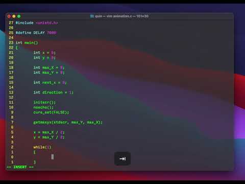 Animation in ncurses: x-axis