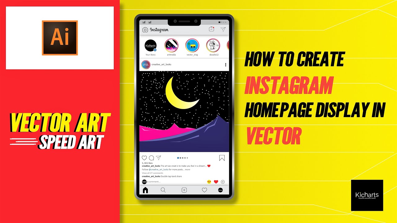 Drawing Instagram homepage in vector #1 - YouTube