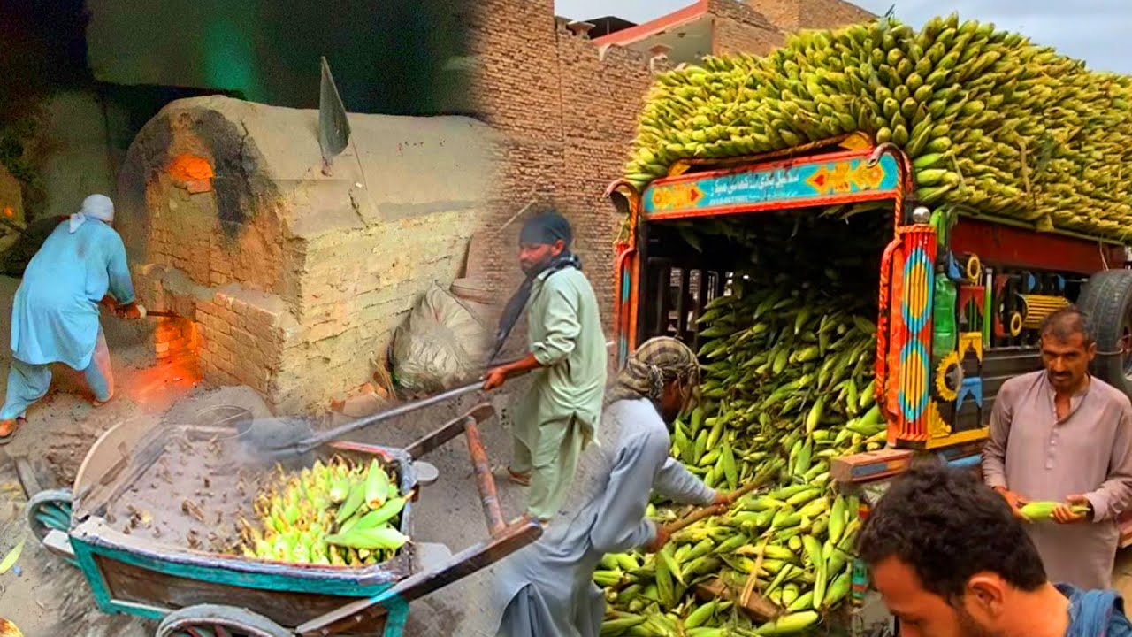 Hardworking Pakistani Peoples Making Cooking Corn in Hot Sand | Sand ...