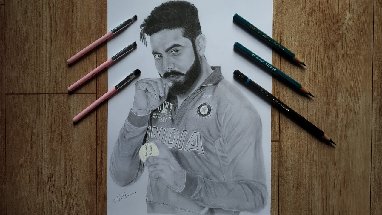 Ravindra Jadeja Pencil Sketch... - YouTube