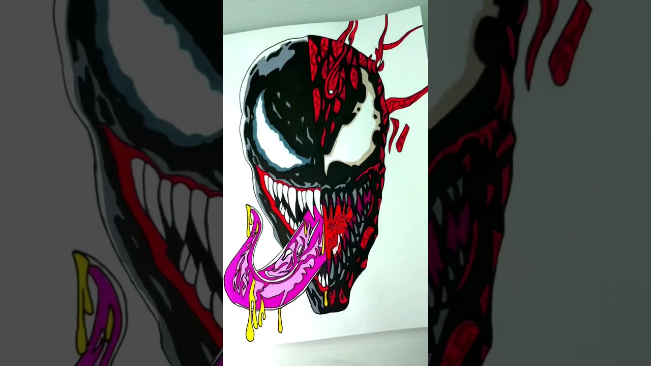 Drawing Venom and Carnage With Posca Markers! #shorts - YouTube