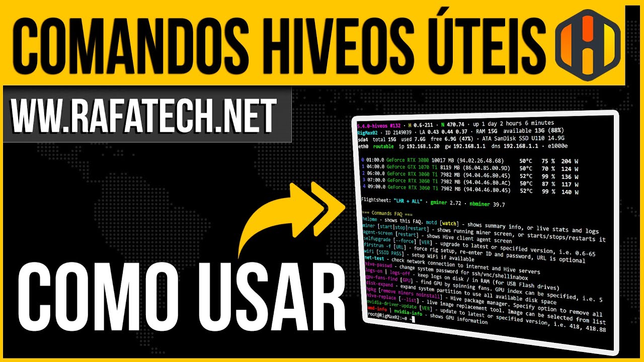 Comandos HiveOS Úteis (Como usar) - YouTube