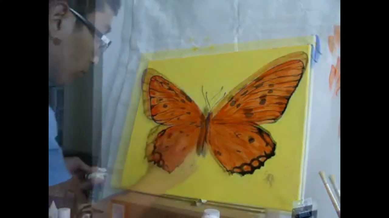How to Paint Acrylic Butterfly Timelapse Tutorial - YouTube