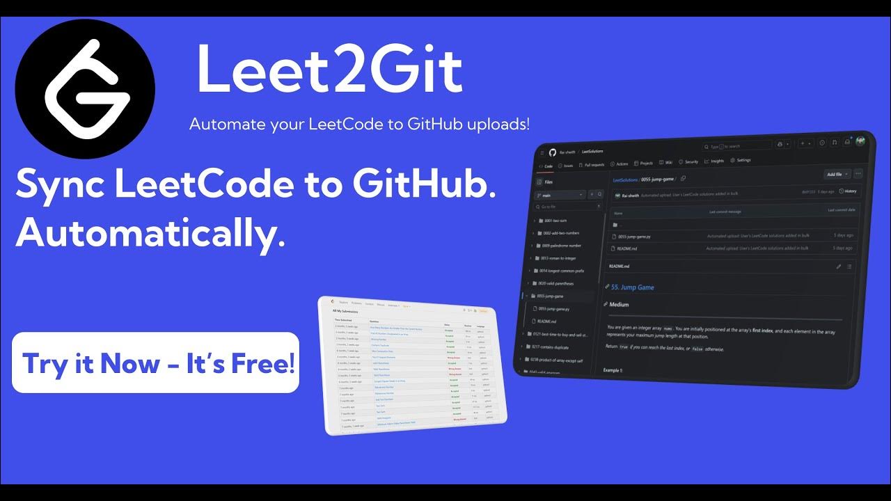 Leetcode To Github Auto Sync Your Code Using Leet2git No Coding Needed Youtube