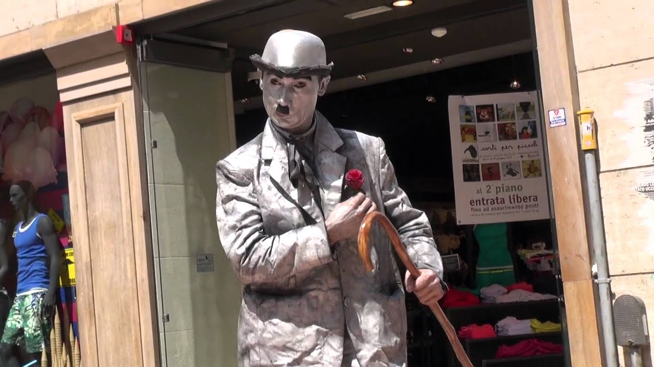 Creepy Charlie Chaplin in Verona, Italy - YouTube
