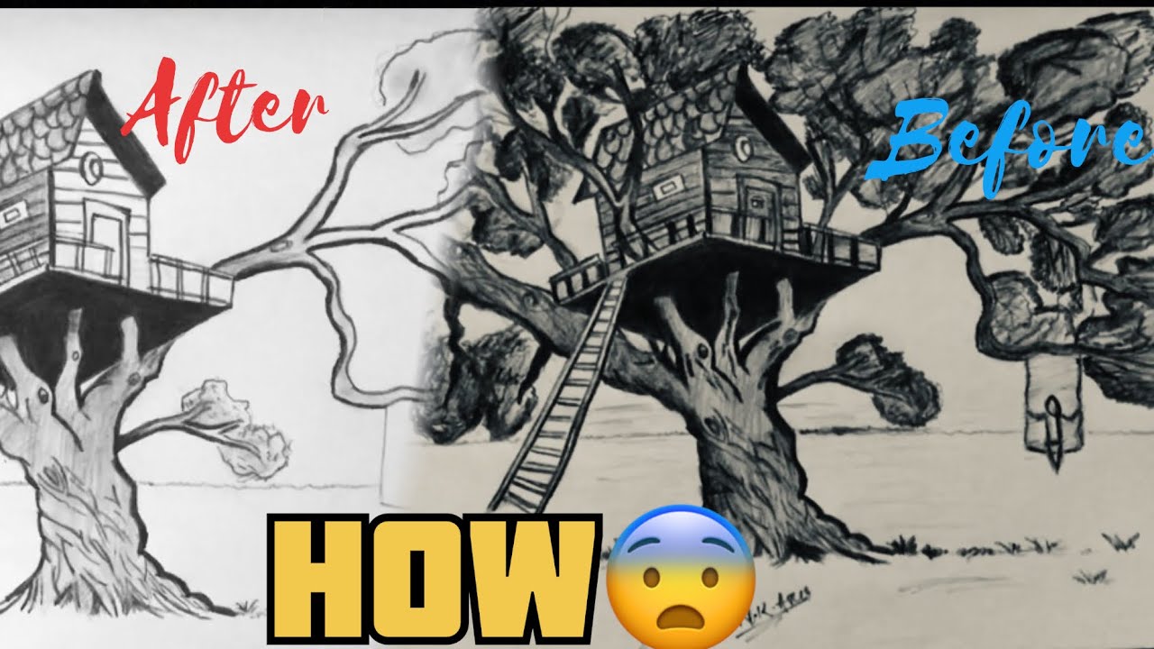 How to draw a realistic house with tree??#odisha - YouTube
