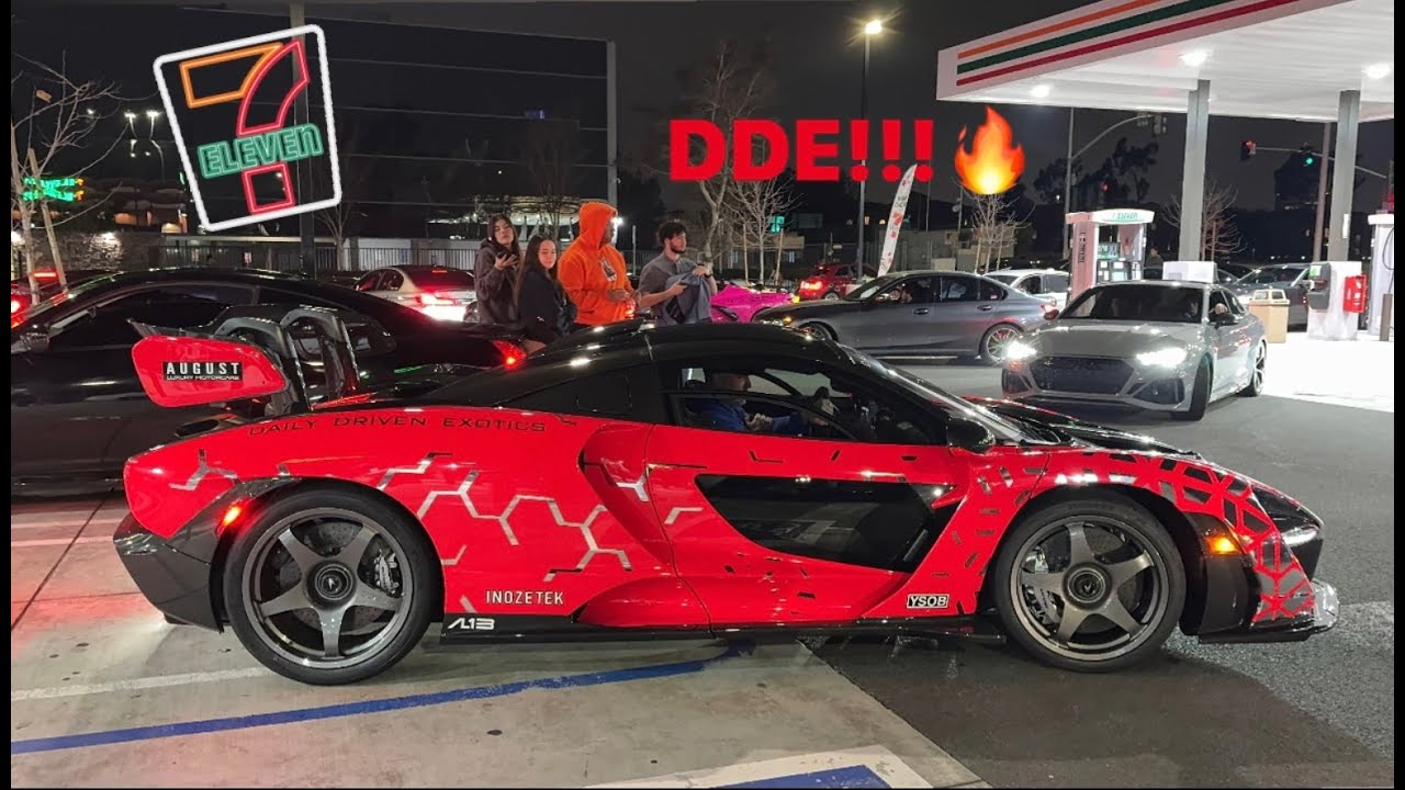 CARMEET FLOODS 7-11 with cars (FT. DDE Mclaren SENNA) - YouTube