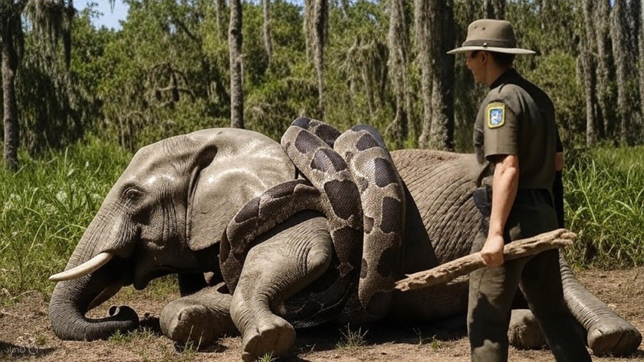 Brave Elephant Fights GIANT Python in Epic Battle | Real 4K Wildlife Video - YouTube