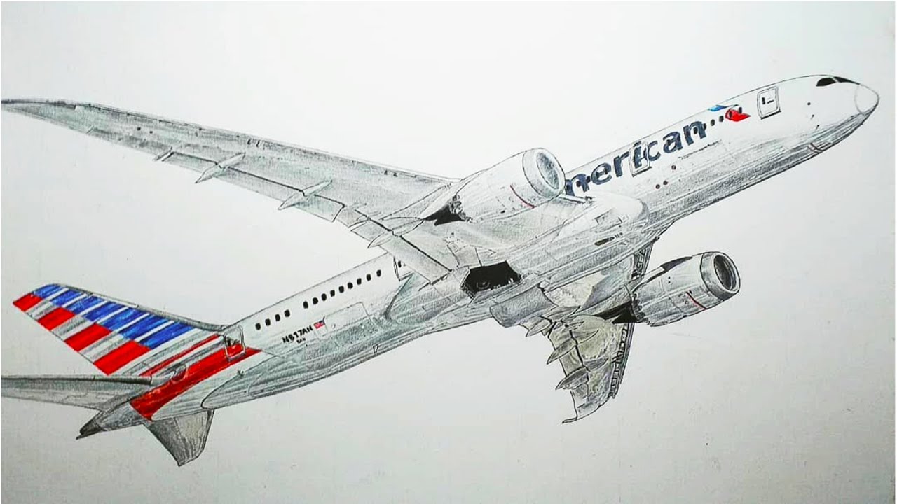AMERICAN AIRLINES BOEING 787 DRAWING 😍 - YouTube