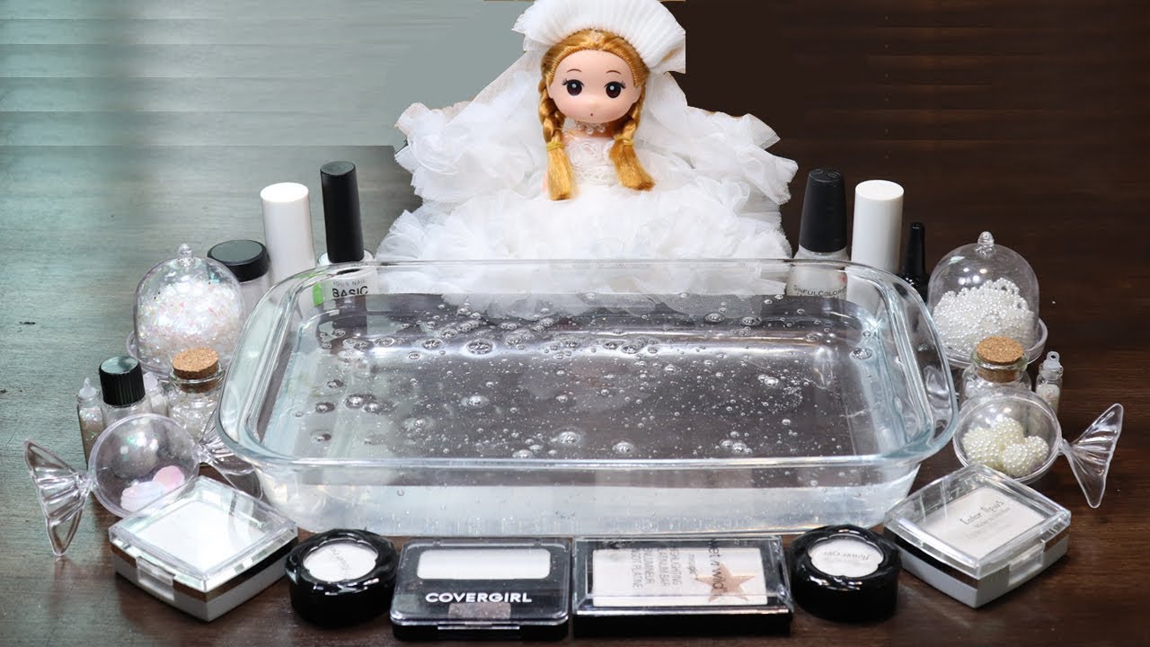 "Pearl SLIME" Mixing "Pearl" Makeup,Clay,slime,glitter Into Clear Slime ...